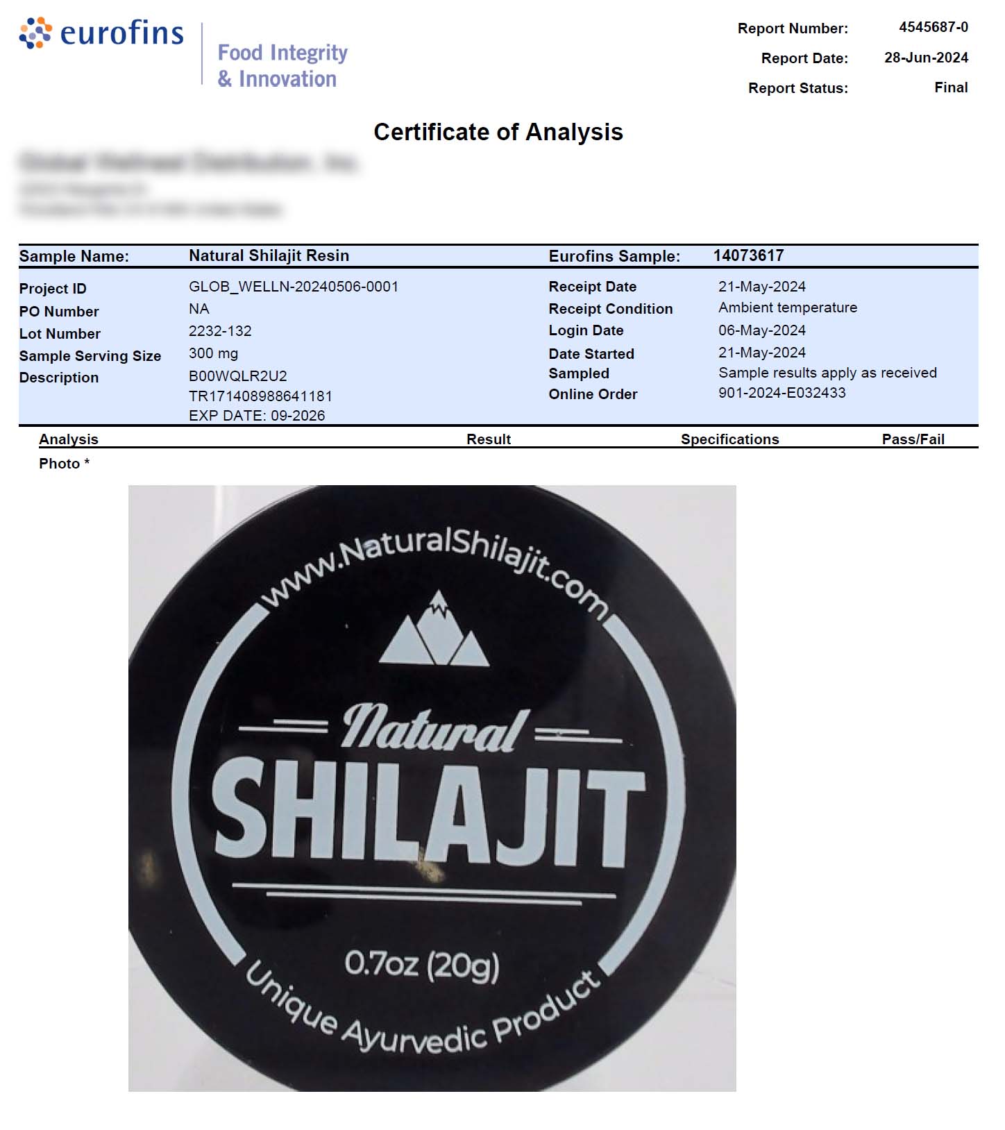 Certificates of Analysis & Lab Tests – Natural Shilajit
